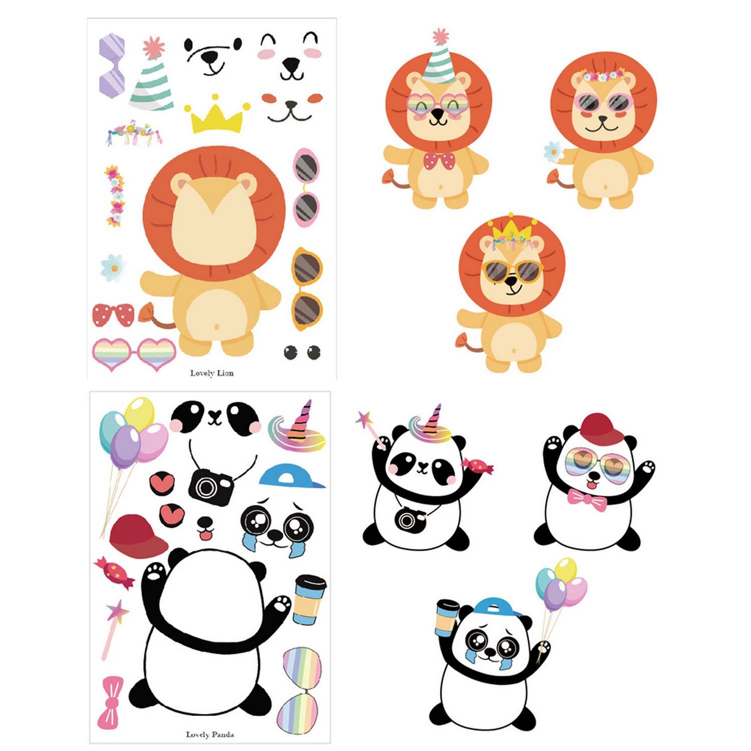 24 Sheets Animal Stickers Bulk DIY Make Your Own S... – Grandado