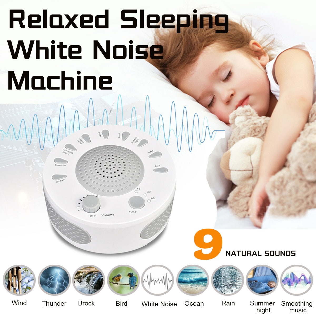 Portable White Noise Sleep Sound Machine with 9 Pl... – Vicedeal