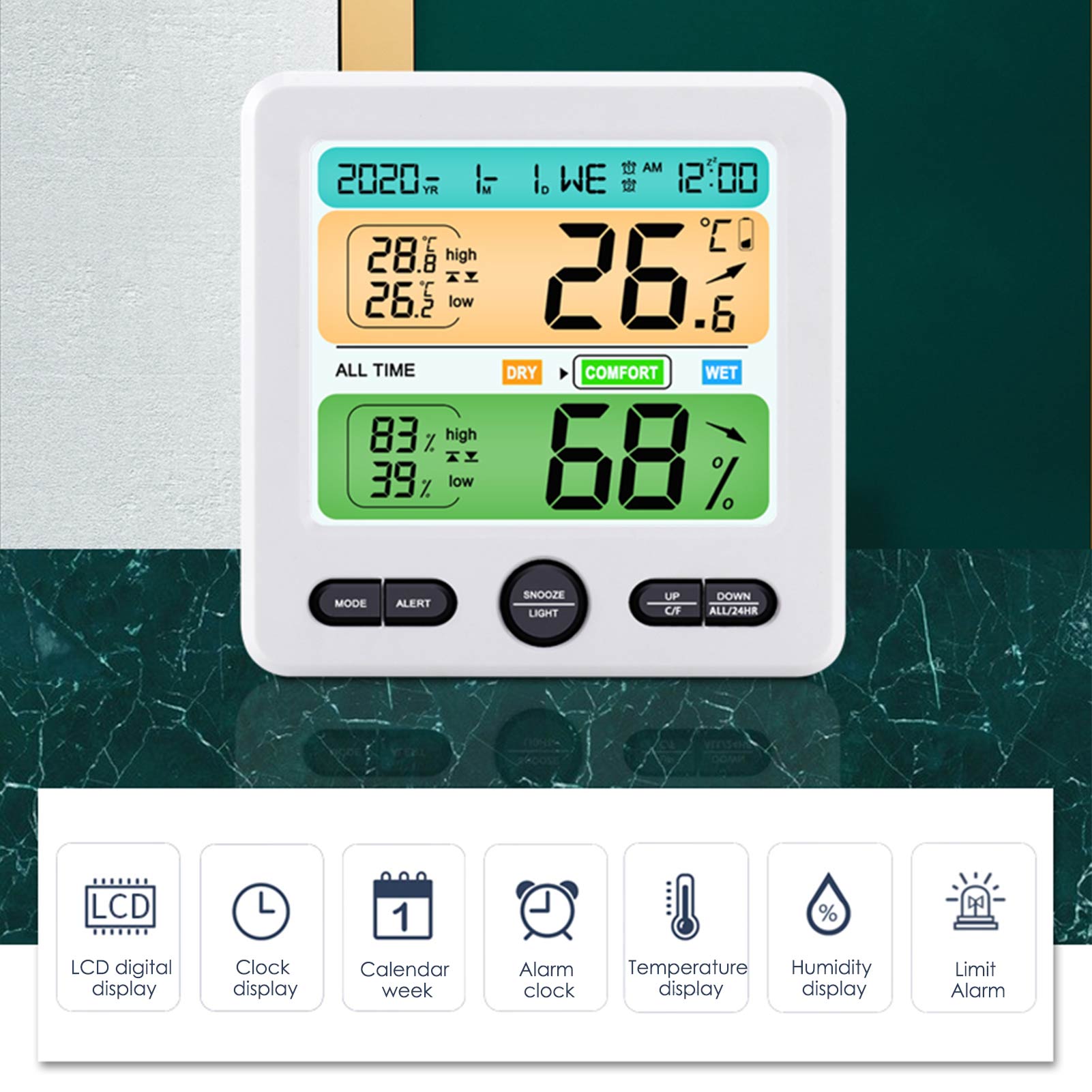 Digital Thermometer Weather Station LCD Alarm Cloc... – Vicedeal