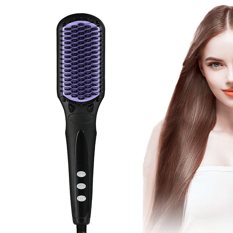 Ceramic Hair Straightener Brush Hair Electric Comb... – Grandado
