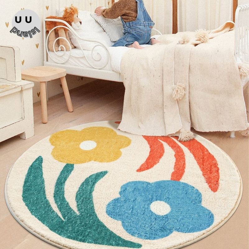 Hair Carpet Kids Room Plush Babi Play Mat Floral C... – Grandado