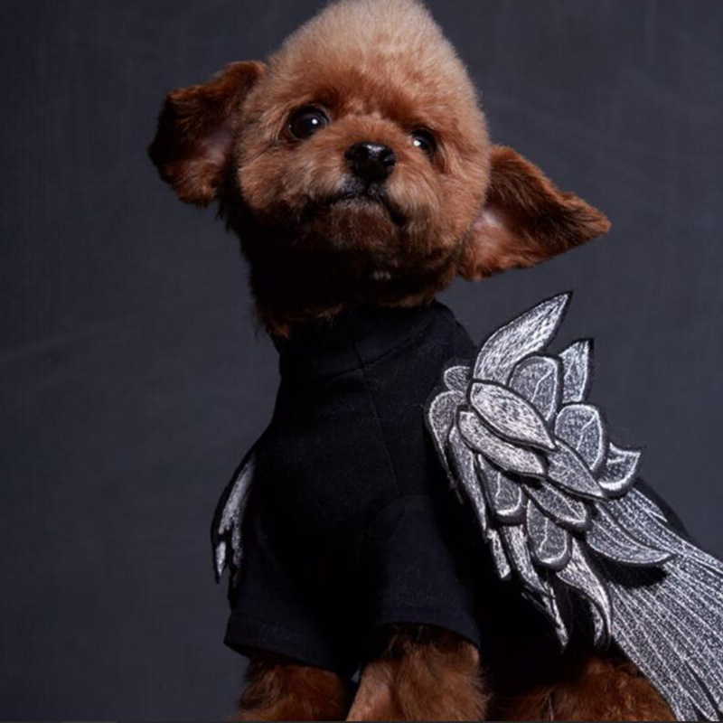 Zwarte vleugels patroon Pet Kat Hond Shirt Vest Pu... – Grandado