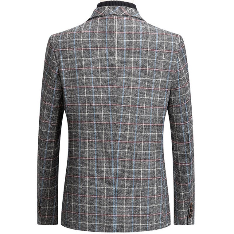 Spring Blazer Men Business Casual Plaid Men Suit J... – Grandado