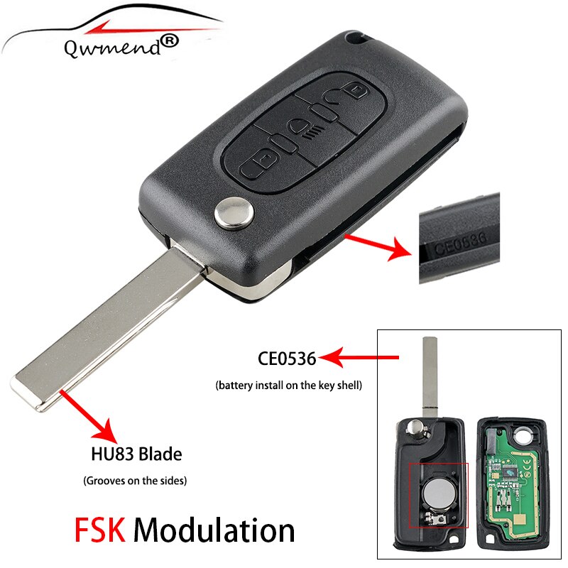 QWMEND 3 Buttons Smart Car Key for Citroen C2 C3 C... – Grandado