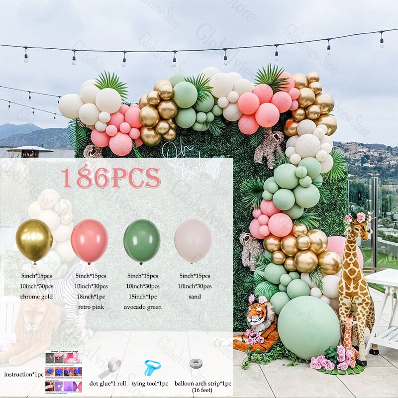 Safari Balloon Garland Arch Kit Sage Green Brown C... – Grandado
