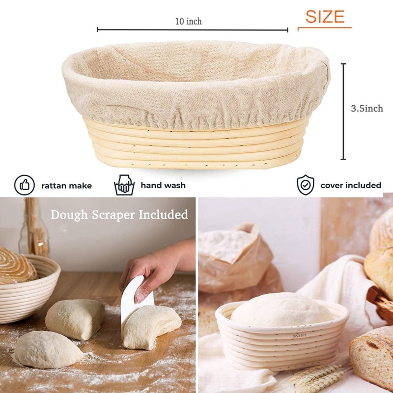 basket bread 10 Inch Oval Shaped Bread Proofing Ba... – Grandado