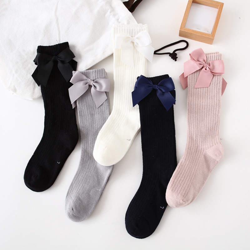 Children's Sock Girls Knee High Socks with Bows St... – Vicedeal