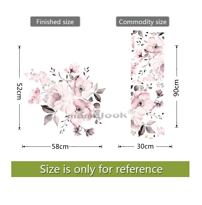 Water color pink flowers wall stickers bedroom liv... – Grandado