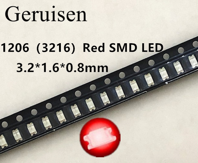 1000PCS 1206 red light light-emitting diode SMD LE... – Grandado