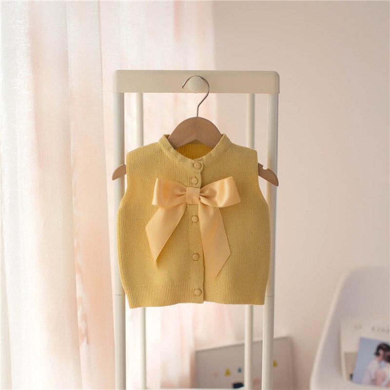 Kids Autumn Spring Girls Knit Vest Bow Waistcoats ... – Grandado