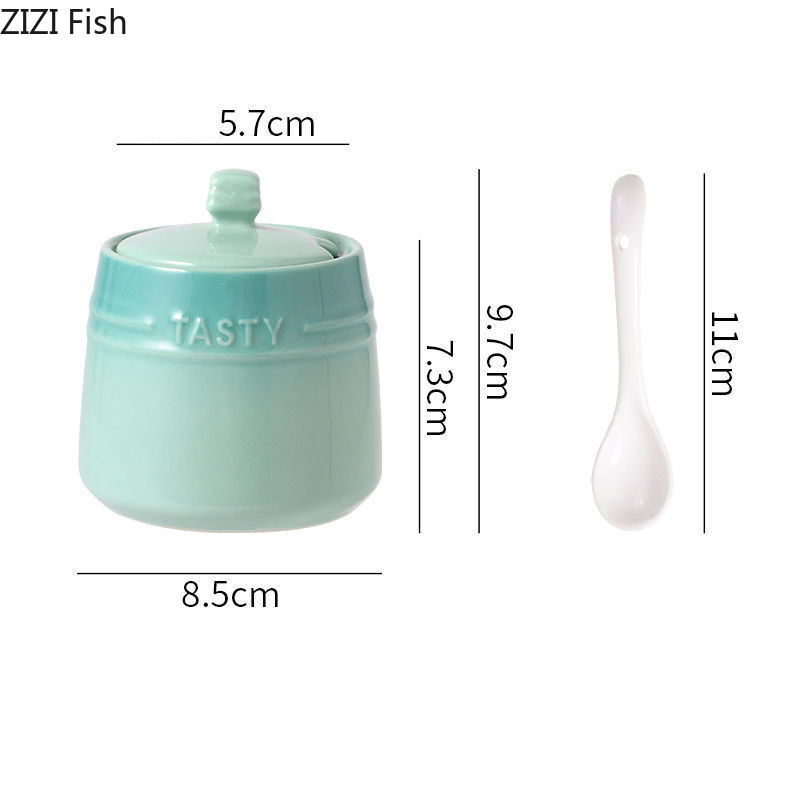 Gradient Colored Ceramic Spice Jar with Lid Kitche... – Grandado