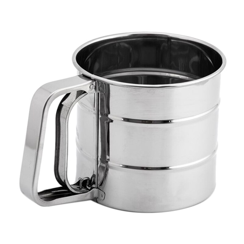 Stainless Steel Shaker Sieve Cup Powder Mesh Crank Flour Sifter with ...