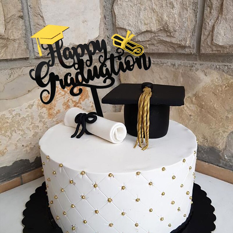 3/6Pcs Happy Graduation Cake Topper Gold Acryl Cak... – Vicedeal