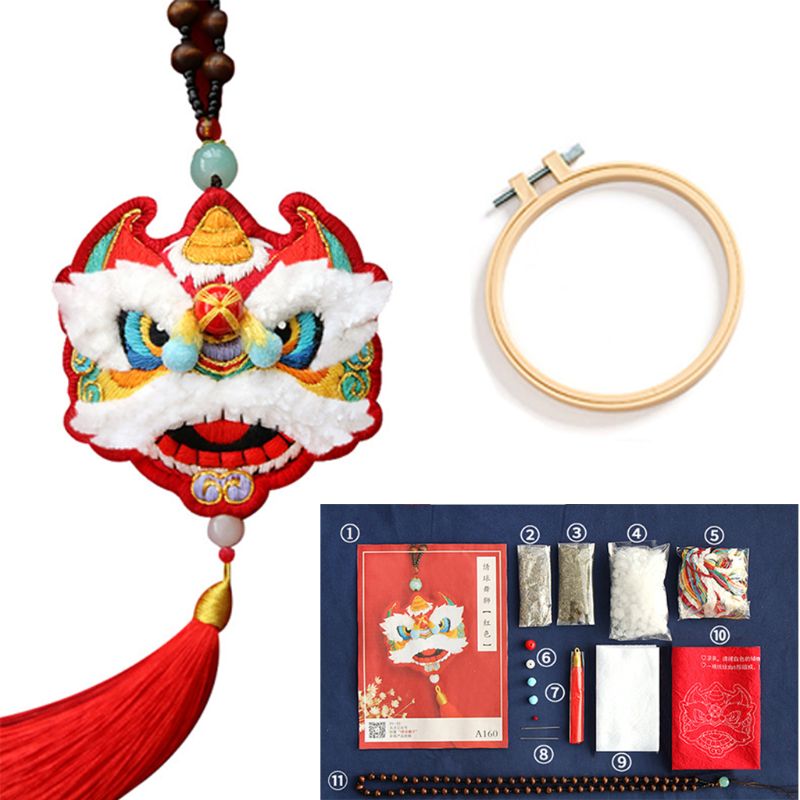 Chinese Fortune Lion DIY Embroidery Hoop Kit Handm... – Grandado
