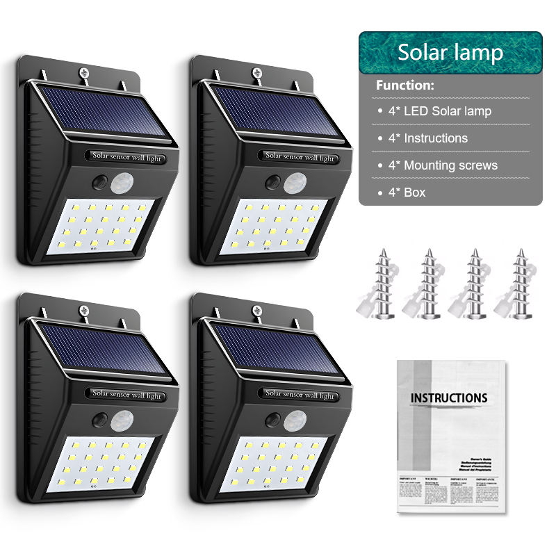 20LED Mini Solar Energy Lamp Wall Lamp Light Perce... – Grandado