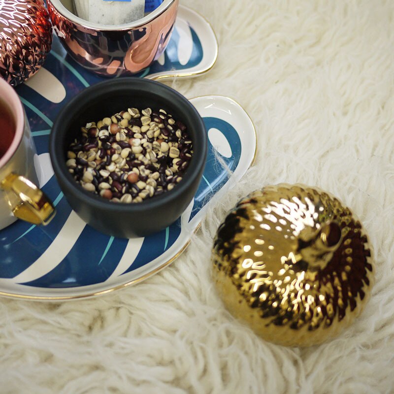 1 PC Gold Pine Cone Ceramic Pot Tea Sugar Kitchen ... – Grandado