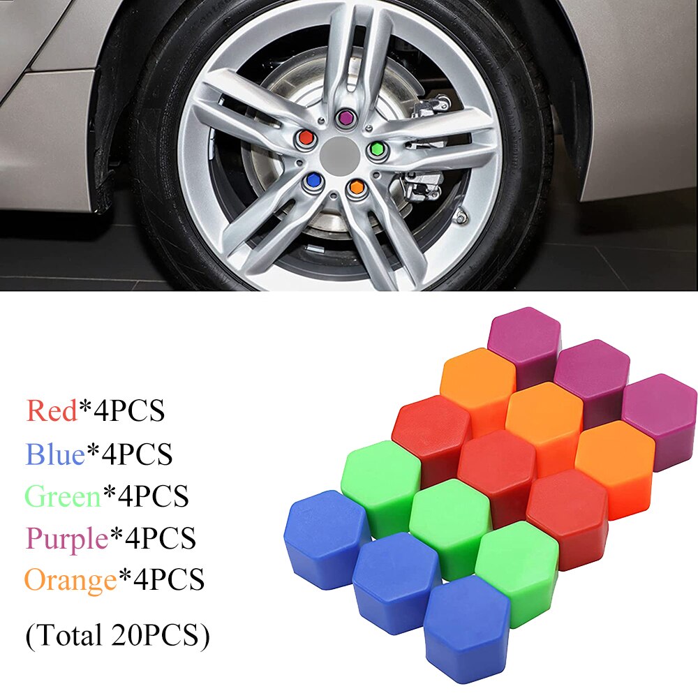 20Pcs 17mm 19mm 21mm Black Car Wheel Caps Bolts Co... – Grandado