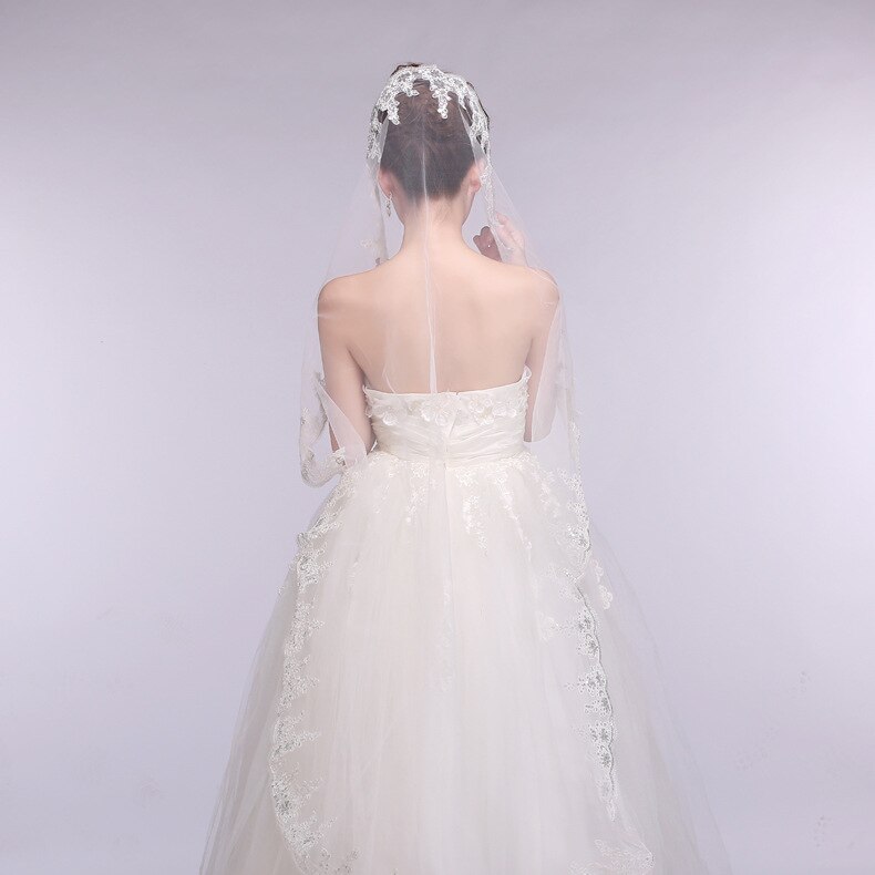 Pailletten Spitze Kurze Braut Schleier 1,5 mt Lang... – Vicedeal