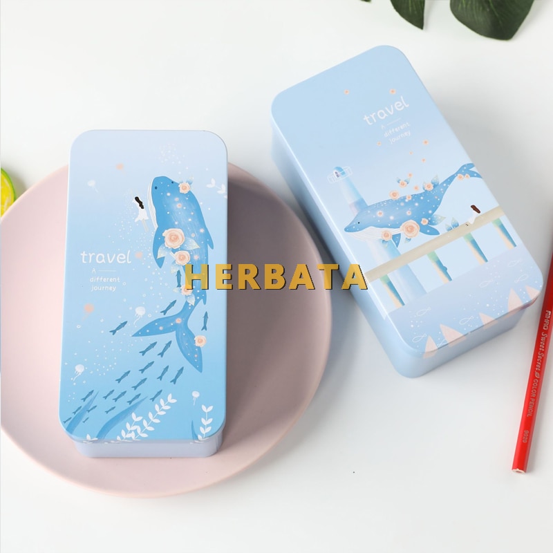 Student double deck storage box tin metal statione... – Vicedeal