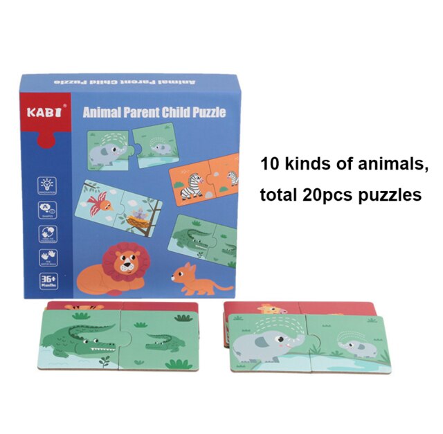 Wooden Puzzle Animal Food Parent-Child Matching Pu... – Grandado