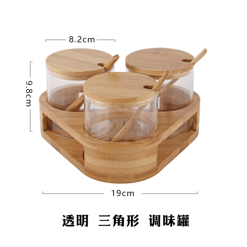 Japanese glass wood lid seasoning pot three piece ... – Grandado