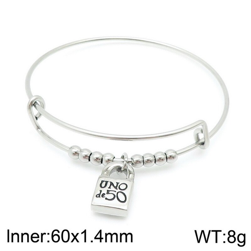 UNO 50 Bangle Spain Women Men Silver Color Golden ... – Grandado