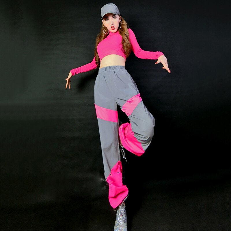 Hip Hop Costumes Lady Rose Red Reflective Pants Ja... – Vicedeal
