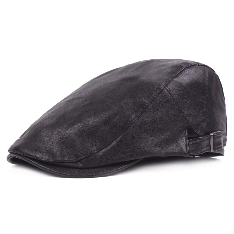 Herfst Winter Baret Caps Unisex Heren Hoeden PU Le... – Grandado