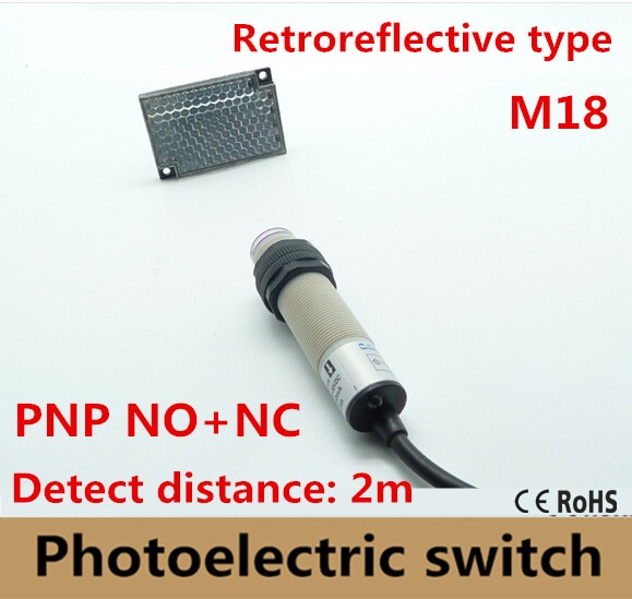 M18 Retroreflective type PNP NO + NC DC 4 draden o... – Grandado