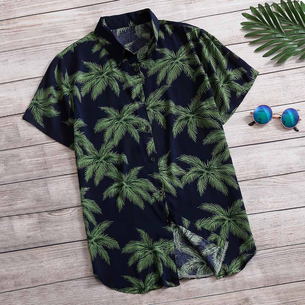 Mens Casual Shirt Hawaii Print Korte Mouw Streetwe... – Grandado