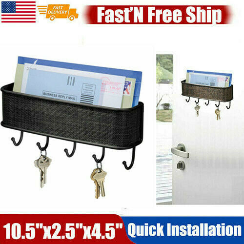 Key Holder Mail Rack Wall Mount Hooks Entryway Mai... – Grandado