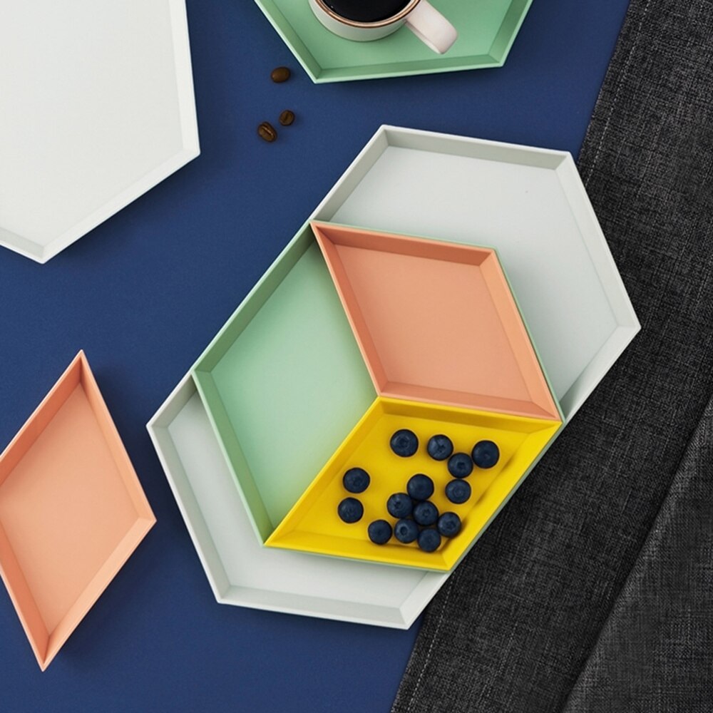 4 Sectie Nordic Stijl Dienblad Polygon Dessert The... – Grandado