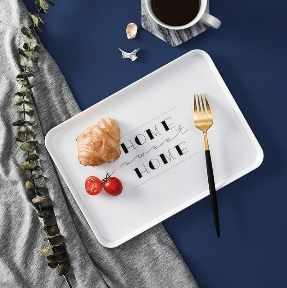 Plato Rectangular de plástico sencillo para pan de... – Grandado