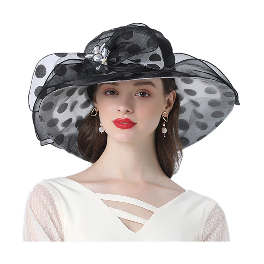 Retro Brede Rand Gaas Vrouwelijke Caps Organza Fas... – Grandado