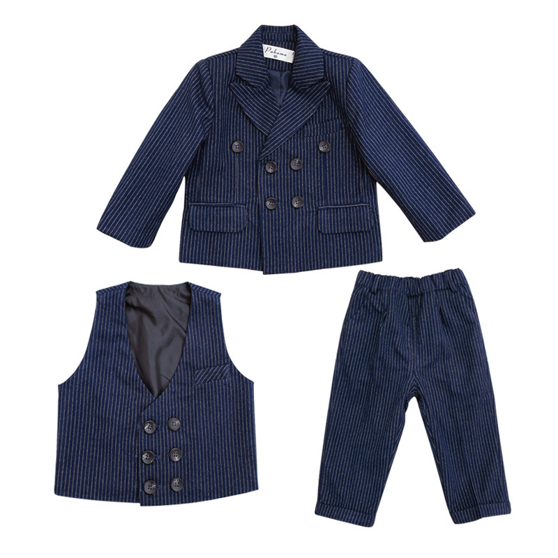 Formal Child Striped Handsome British Suit Set Boy... – Grandado