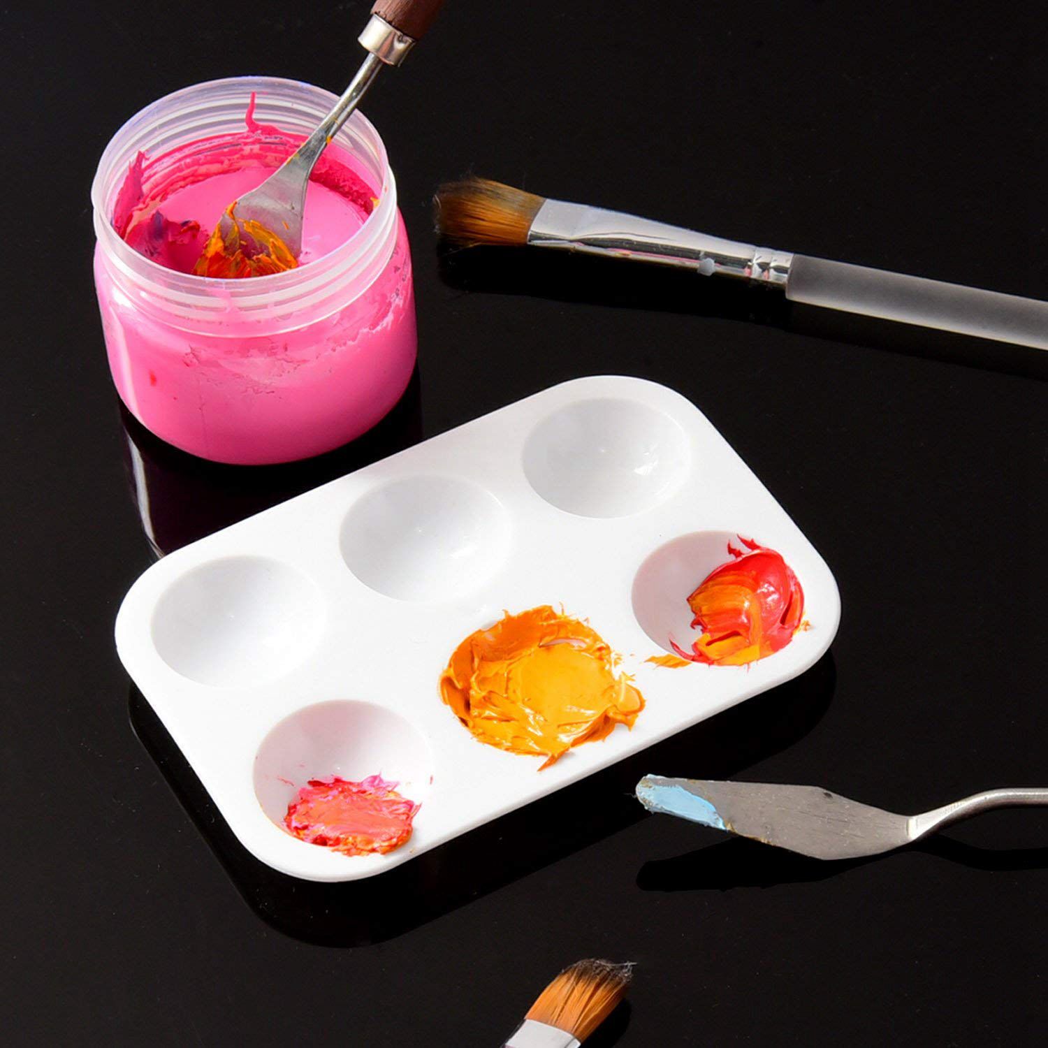 PPYY -24 Pieces Plastic Paint Palettes 6 Well Rect... – Grandado