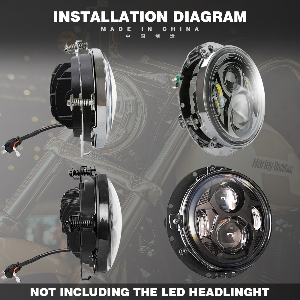 7 Inch Black Chrome Round Led Headlight Adapter Mo Vicedeal