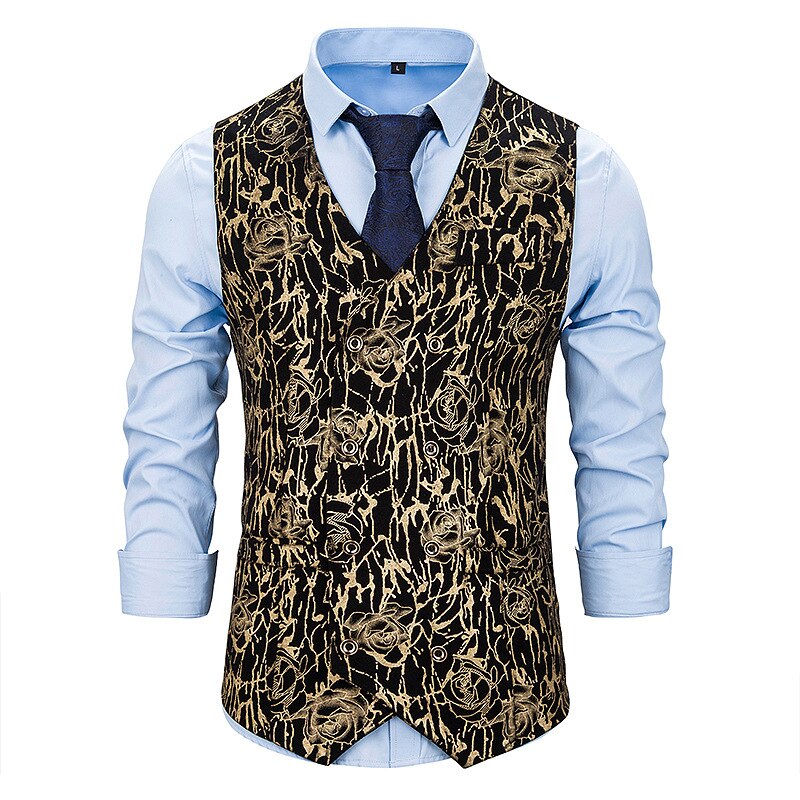 MIAMOOM Suit Vest Men's Casual Vest with Rose Bron... – Grandado