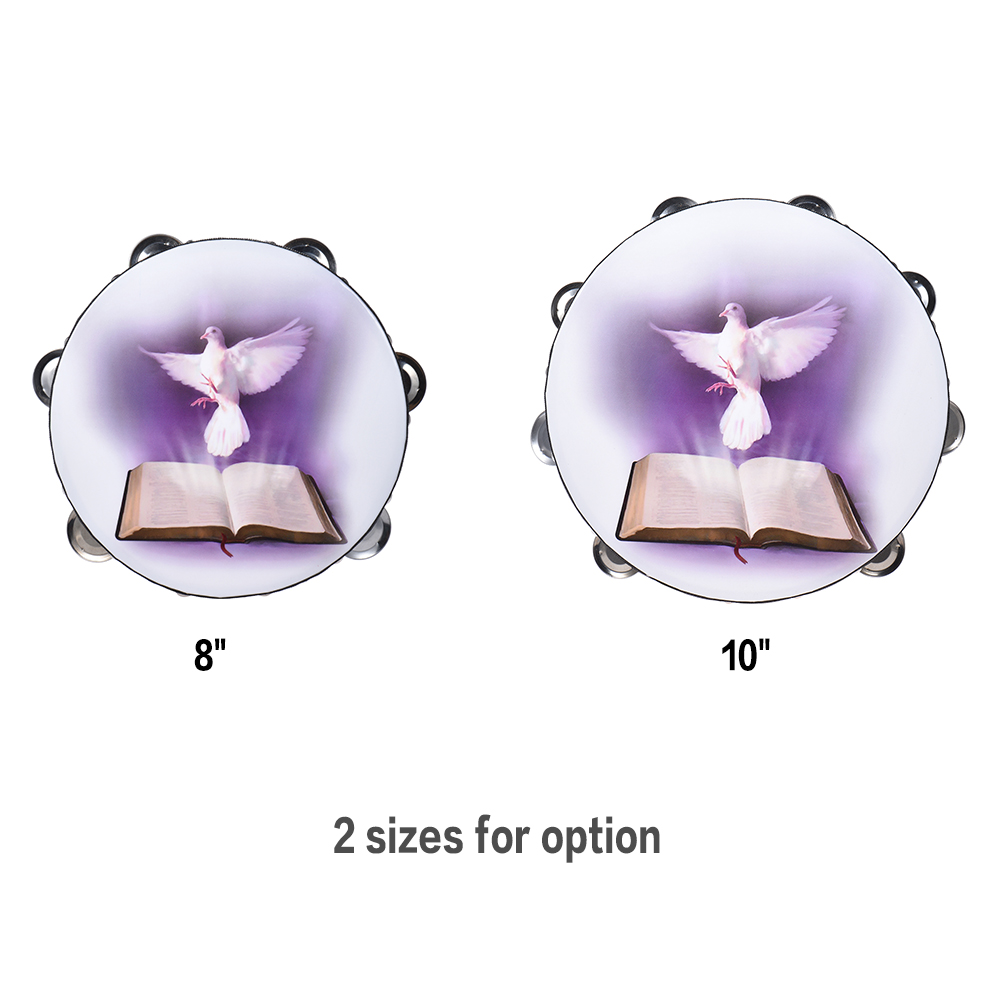 8" Double Row Jingle Tambourine Handbell Clap Drum... – Grandado