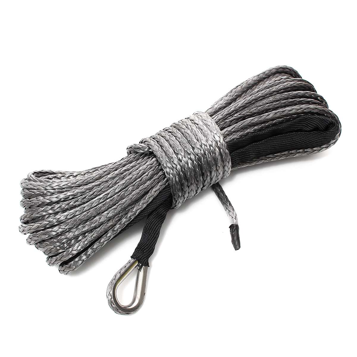 1/4" x 50' Synthetic Fiber Winch Line Cable Rope 7000 LBs + Sheath For ATV UTV 6mm*15m Synthetic ...