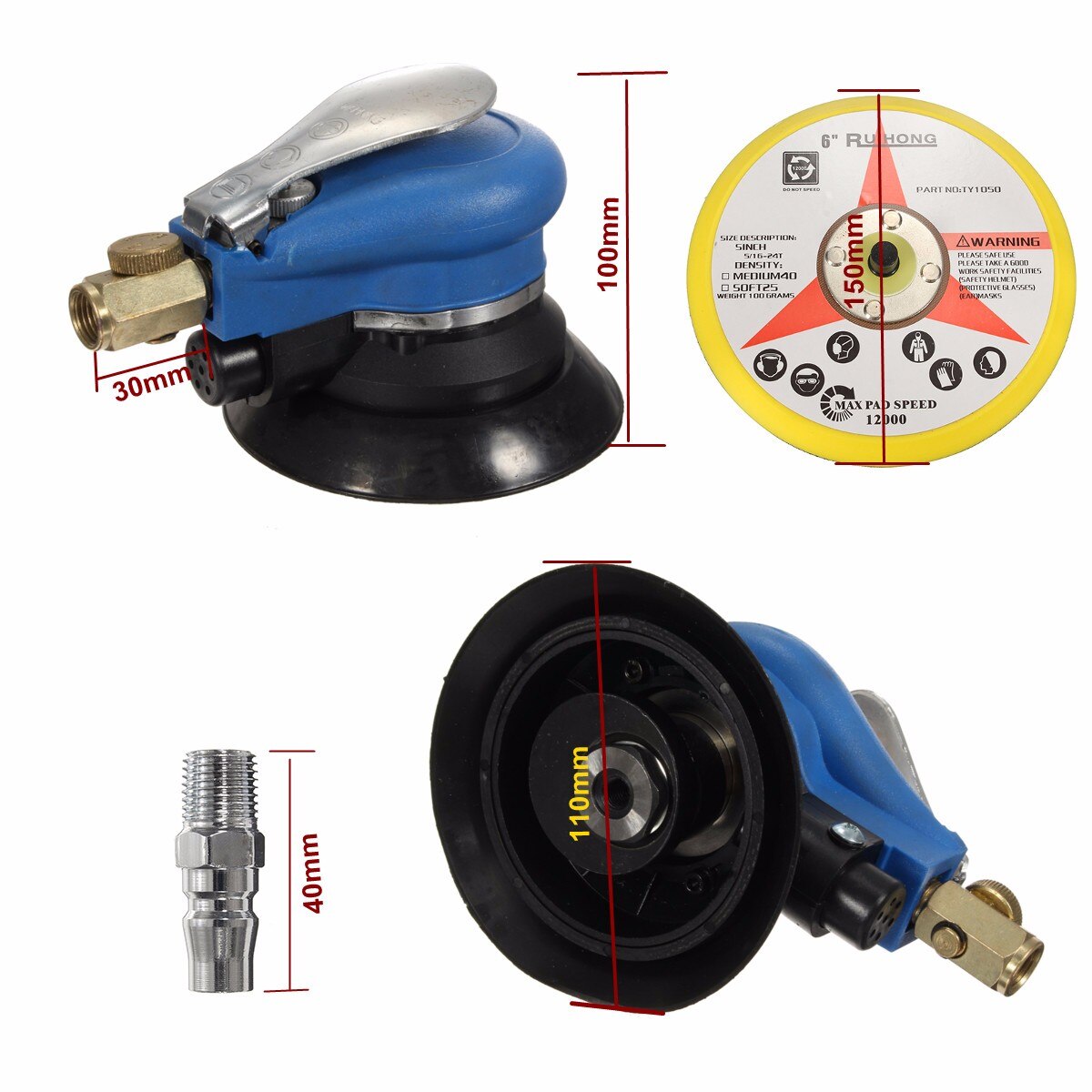 6inch 9000RPM 150mm Classic Random Orbit Sander wi... – Grandado