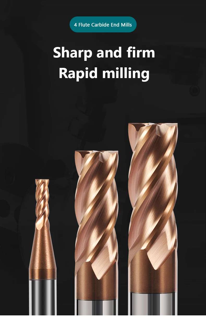 HRC55 Hardmetalen frees 4 fluiten Metaal Staal Wol... – Vicedeal