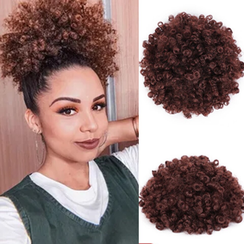 AISIBEAUTY Afro Puff Hair Short Kinky Curly Chigno... – Grandado