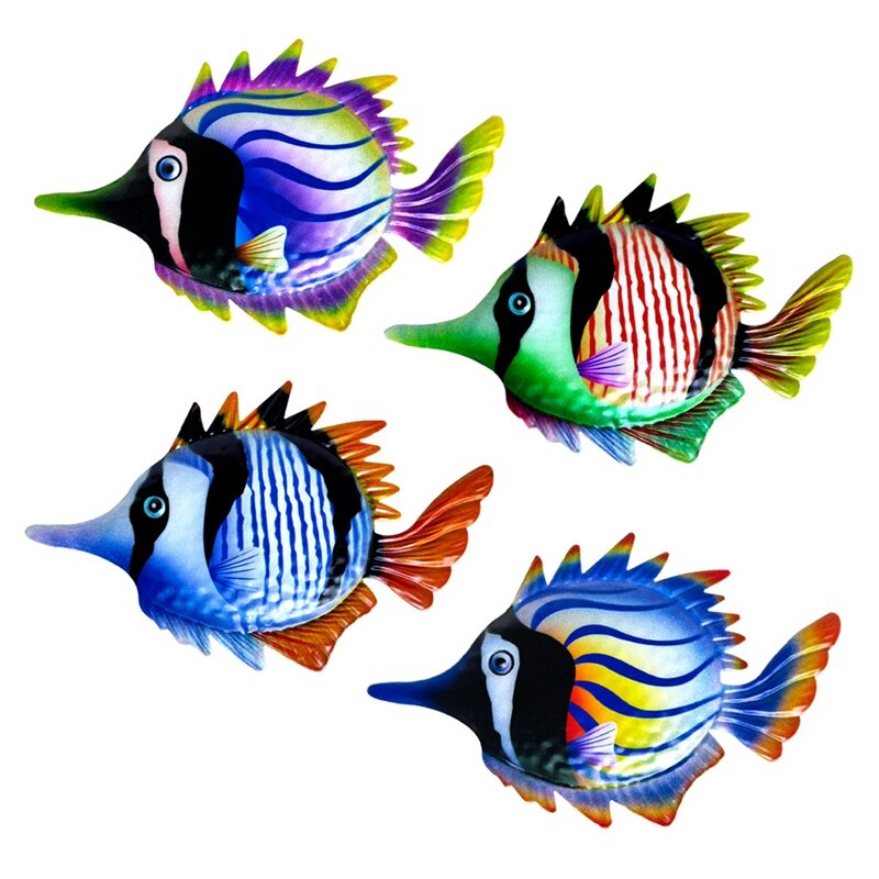 4Pcs Metal Fish Garden Crafts Wall Decor Iron Art ... – Grandado