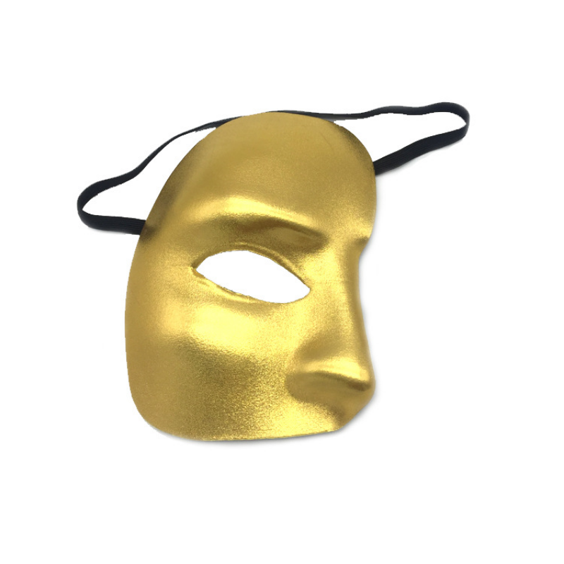 Half Face One-eyed Masquerade Mask Gold Silver Bla... – Grandado