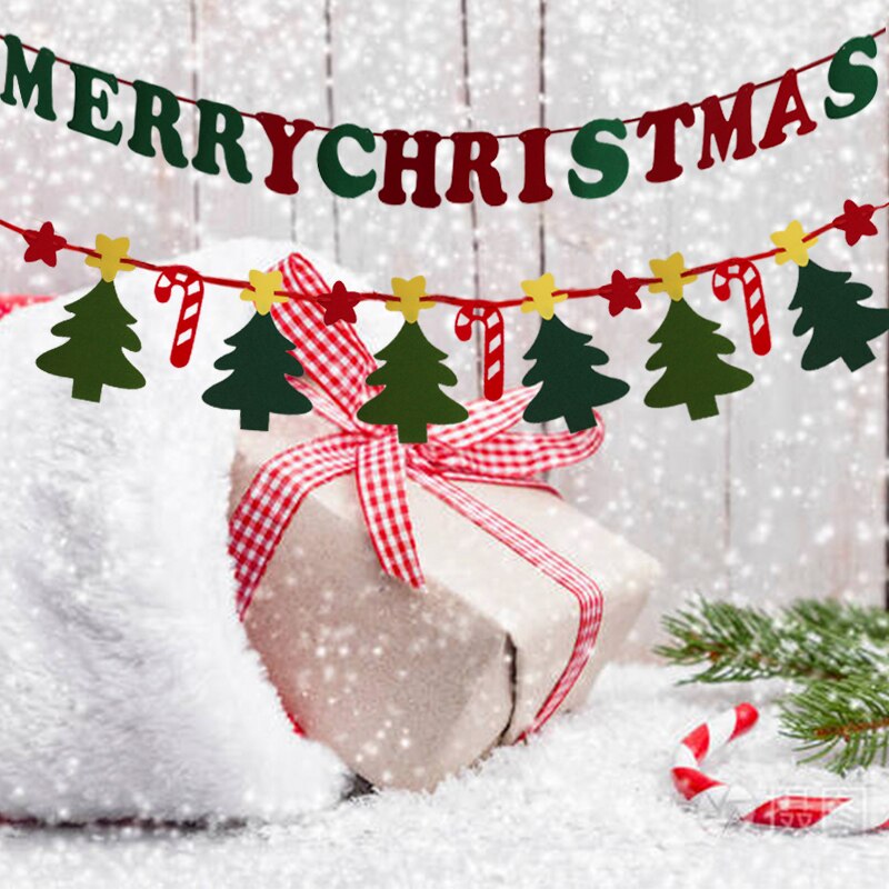 Merry Christmas Garland Felt Hanging Bunting banne... – Grandado