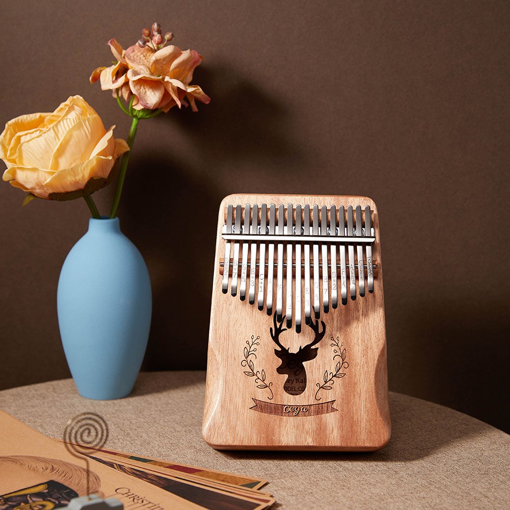 Musical Instrument Acacia Thumb Piano 17 Keys Deer... – Grandado