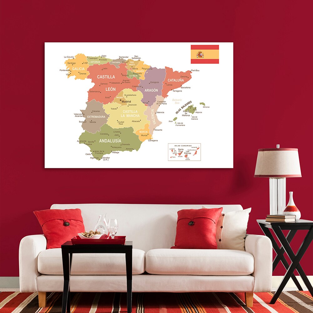 150*100 cm Political Map of The Spain In Spanish N... – Grandado