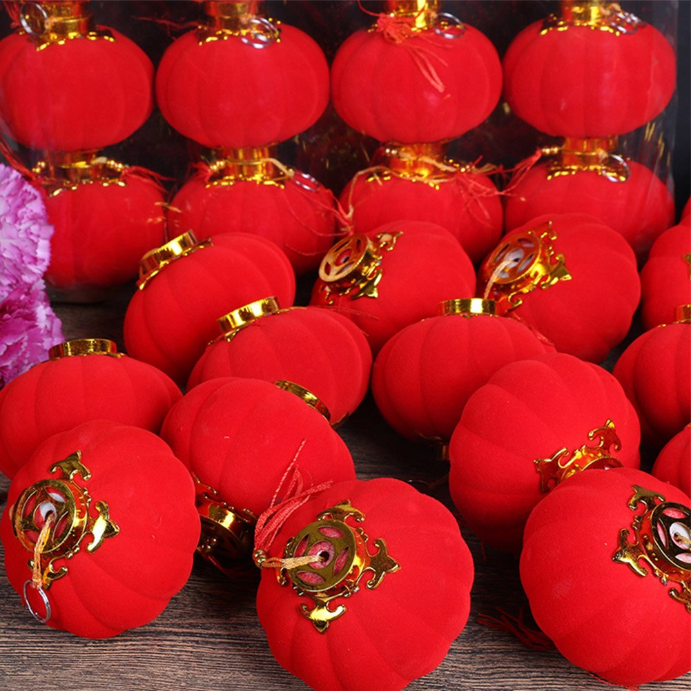 20pcs Chinese Year Red Flocking Small Lantern For ... – Grandado