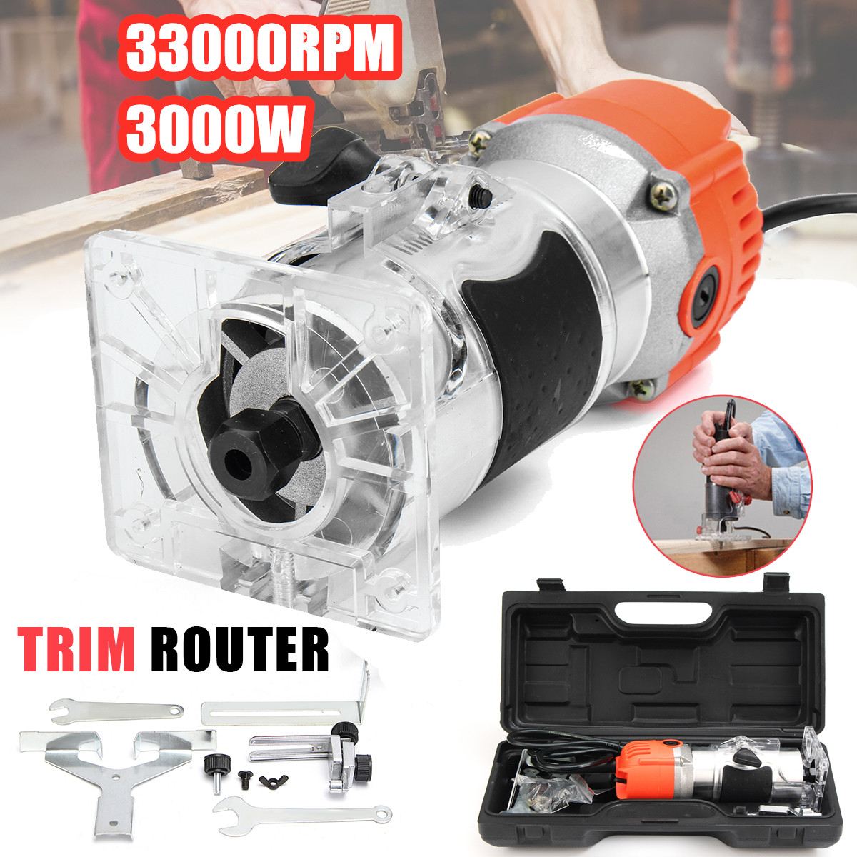 850W 33000rpm Woodworking Electric Trimmer Wood Ro... – Vicedeal